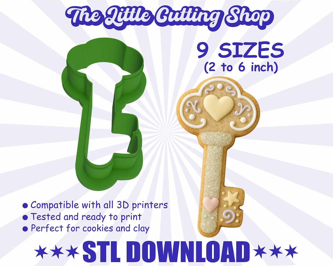 3D STL Cookie Cutter Key – Heart Vintage Style – Digital Download – No ...