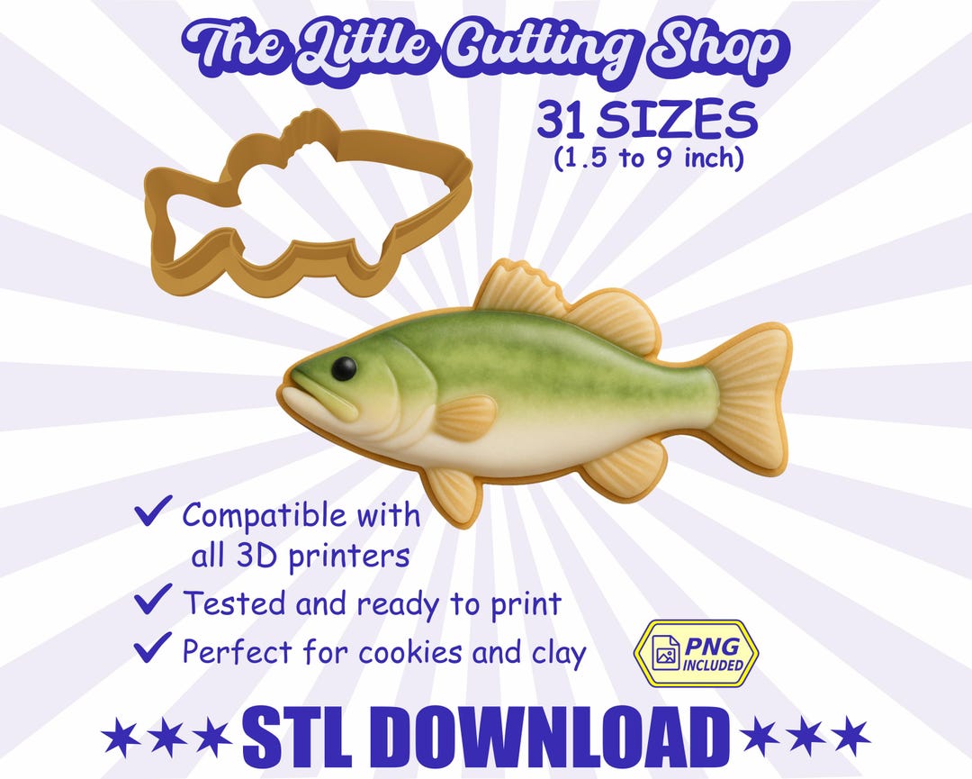 Bass Cookie Cutter STL: 3D Printable Fish Baking Tool (digital File) - Etsy