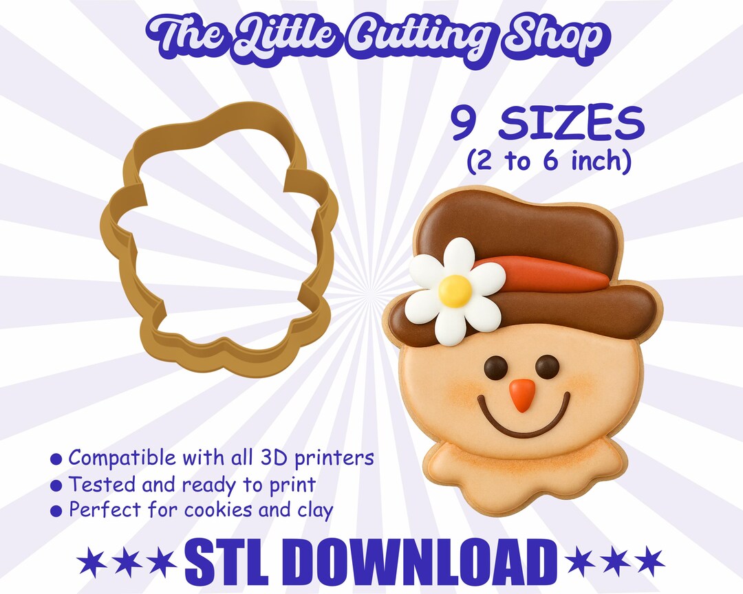 Scarecrow Cookie Cutter STL (2–6 Inch) – Fall Biscuit & Fondant ...