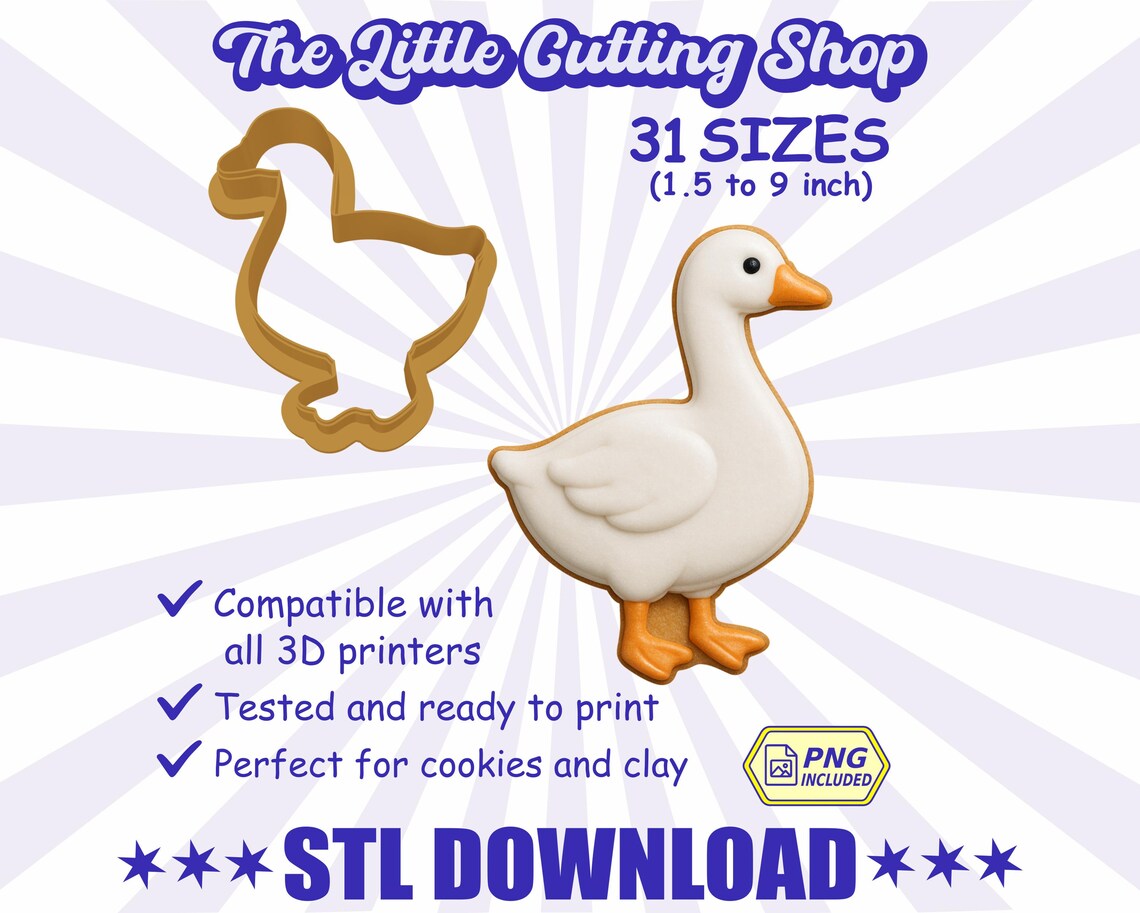 Goose Cookie Cutter STL: 3D Printable Baking Tool (31 Sizes + PNG) - Etsy