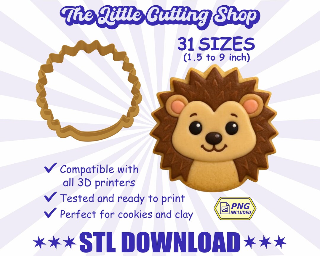 Kawaii Hedgehog Cookie Cutter STL File: Woodland Baking (digital ...