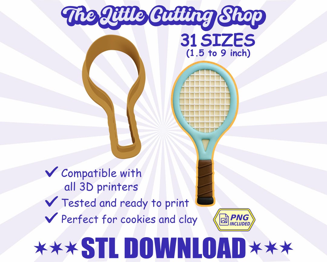 Tennis Racket Cookie Cutter STL – 3D Printable Baking Tool (digital ...