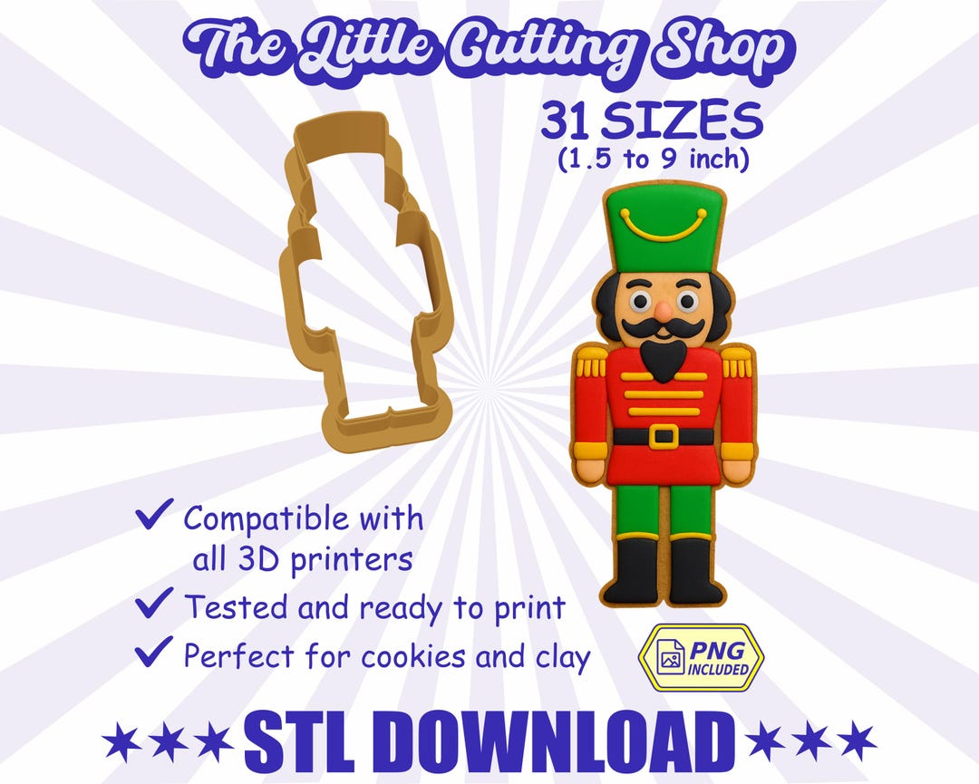 Nutcracker Cookie Cutter STL – 3D Printable Christmas Soldier (digital ...