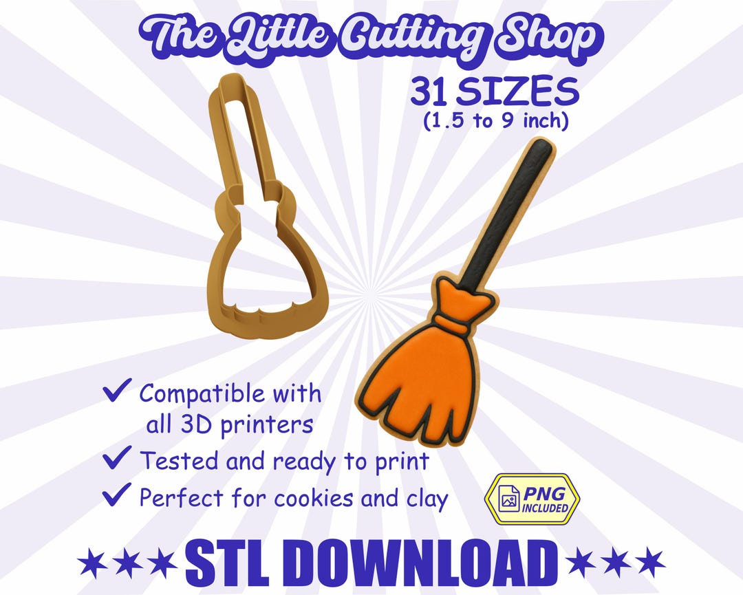 Witch Broom Cookie Cutter STL: Halloween Baking Tool (digital File) - Etsy