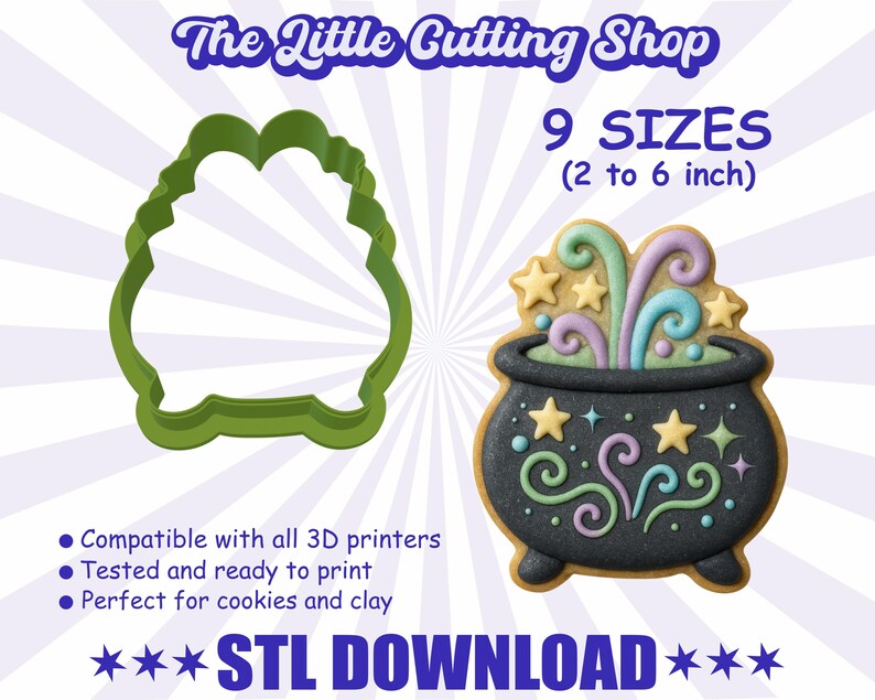 Magic Cauldron Cookie Cutter STL: 3D Printable Witch Pot (digital File ...