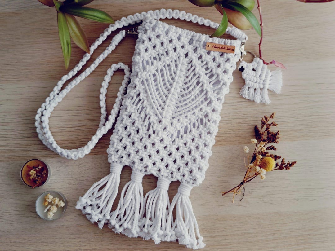 Macrame Bag for Smartphone, Chic Shoulder Bag for Going Out, Macrame ...