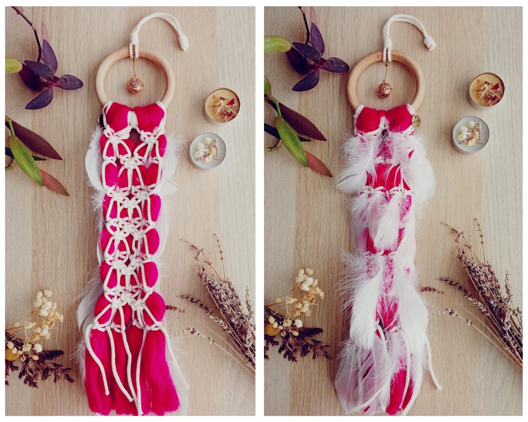 Dreamcatcher With Feathers Reversible to Macrame, Fluffy Dream Catcher ...