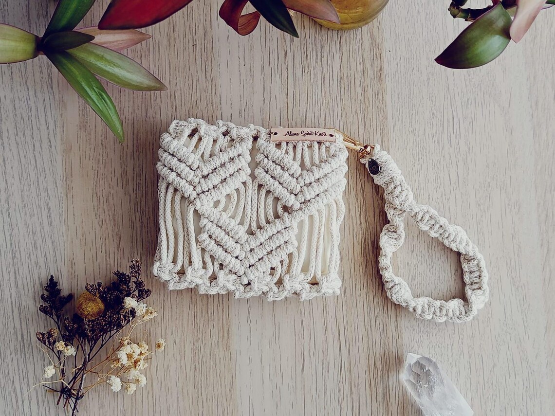 Macrame Boho Style Card Holder, Macrame Purse With Keyring, Handmade ...