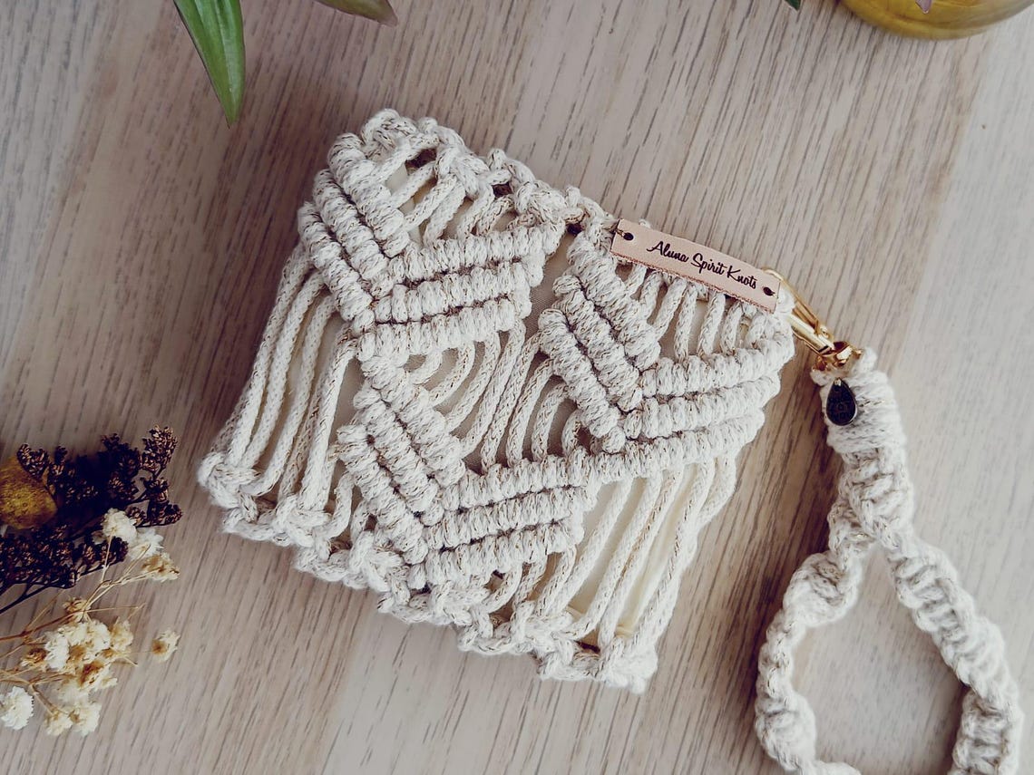 Macrame Boho Style Card Holder, Macrame Purse With Keyring, Handmade ...