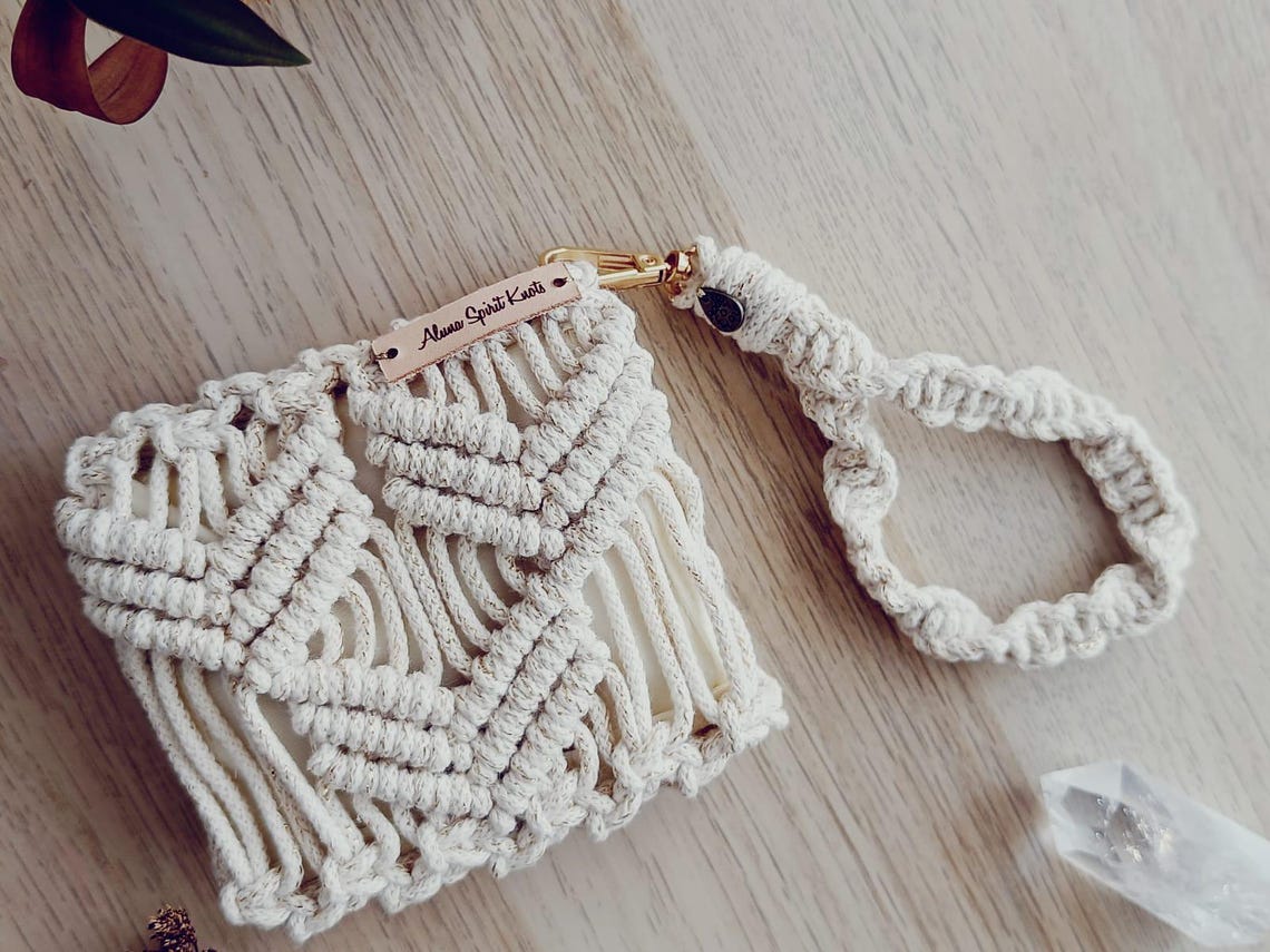 Macrame Boho Style Card Holder, Macrame Purse With Keyring, Handmade ...