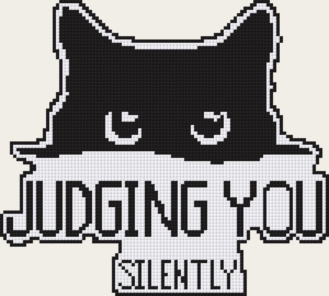 Black Cat Silently Judging You Cross Stitch Design - Etsy