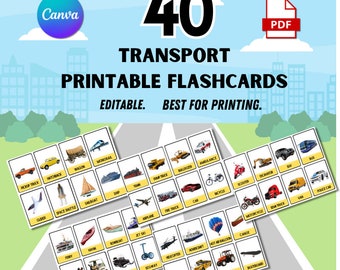 20 Transport Vehicles Montessori Flashcards, Vehicles Flash Cards, PDF ...