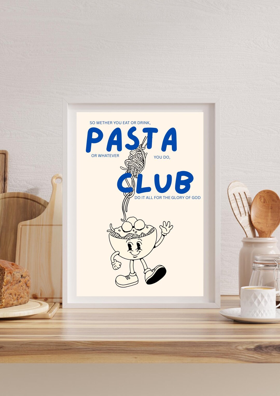 Christian Pasta Club Wall Art Print: Fun Scripture Poster Bible Verse ...