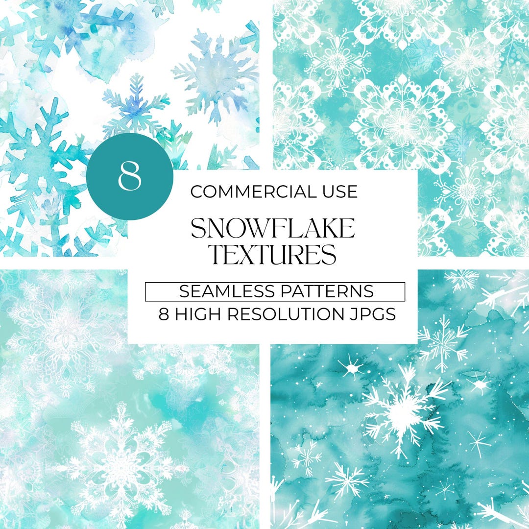 Aqua Blue Snowflake Watercolor Pattern – Winter Texture (digital ...