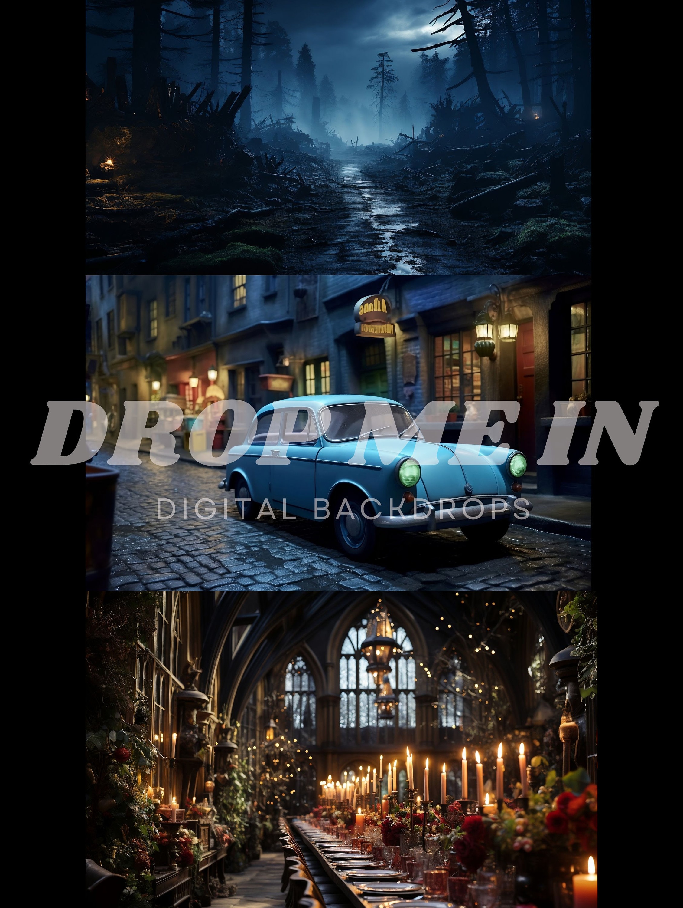 20 Wizard Digital Backdrops | Witchcraft | Wizardry | Magic Digital ...