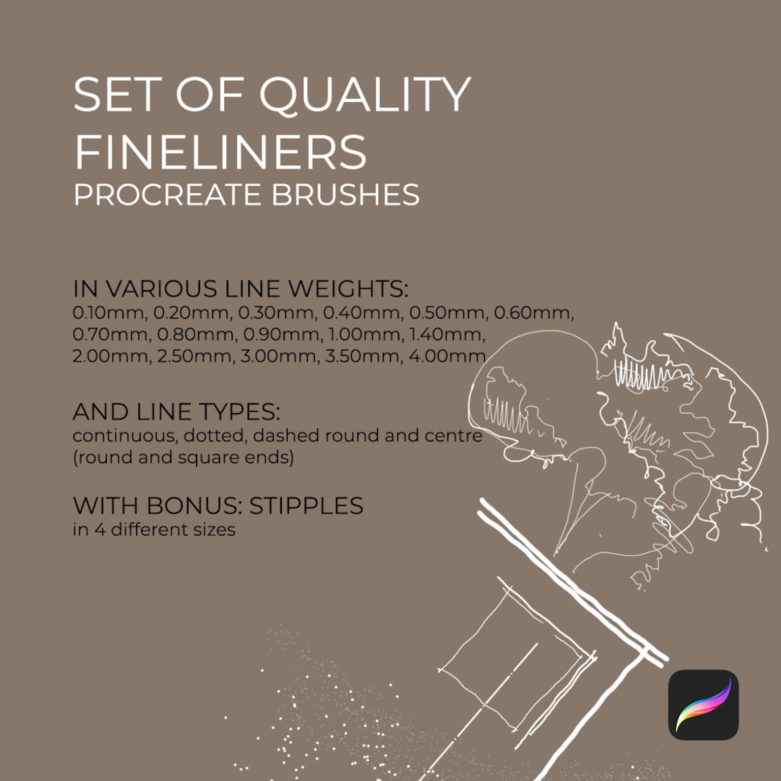 Fineliner Studio - Architecture Procreate Brushes for Landscape ...