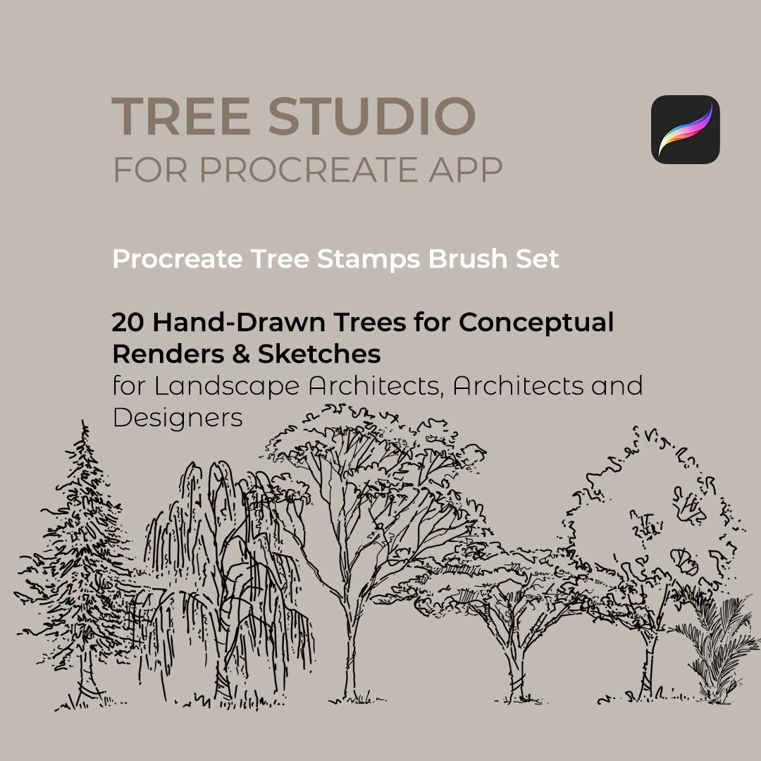 Procreate Tree Stamps Brush Set 20 Hand-drawn Trees for Conceptual ...