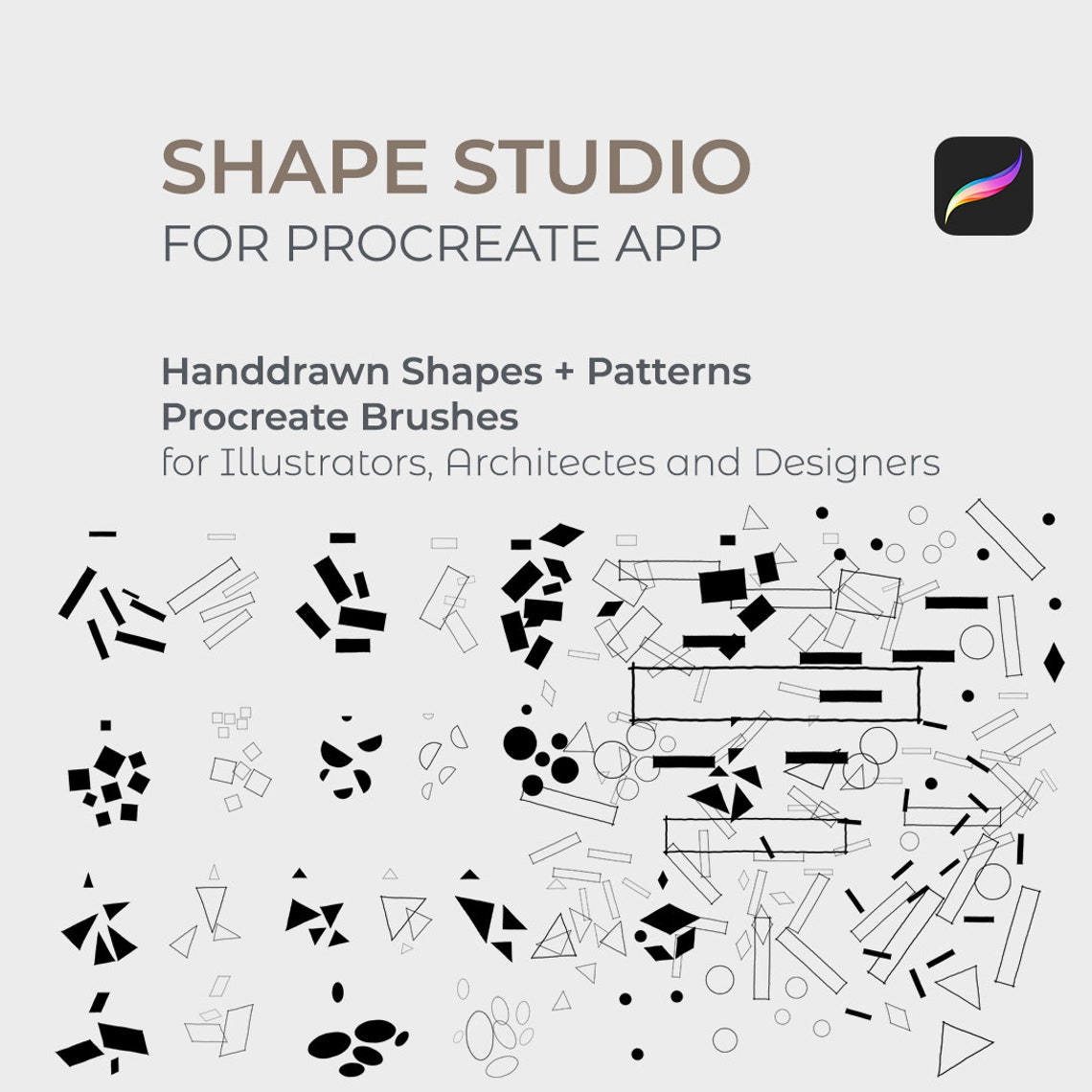 Procreate Hand Drawn Brushes Shape Studio for Illustrators, Architects ...