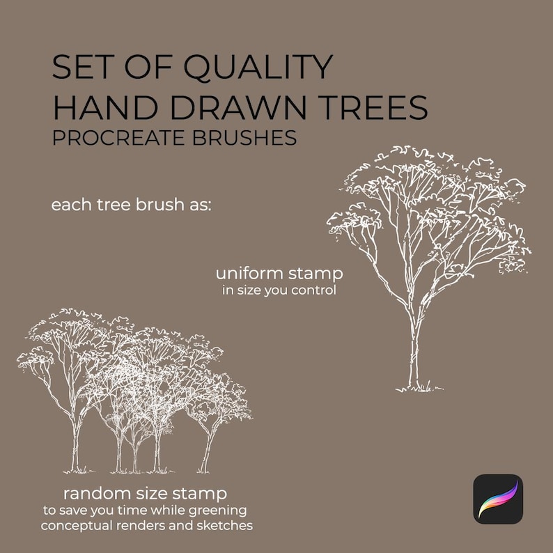 Procreate Tree Stamps Brush Set 20 Hand-drawn Trees for Conceptual ...