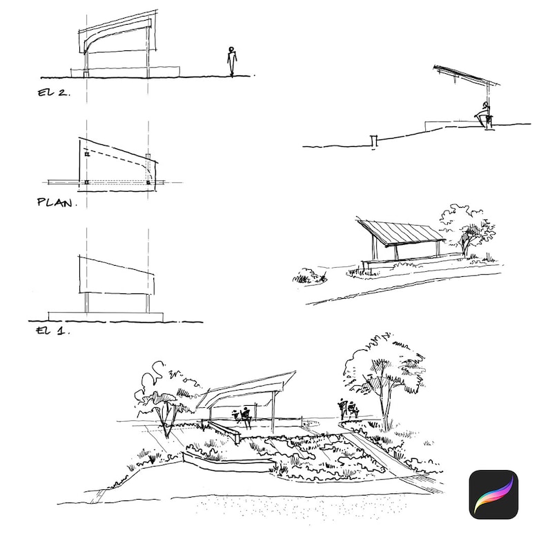 Fineliner Studio - Architecture Procreate Brushes for Landscape ...