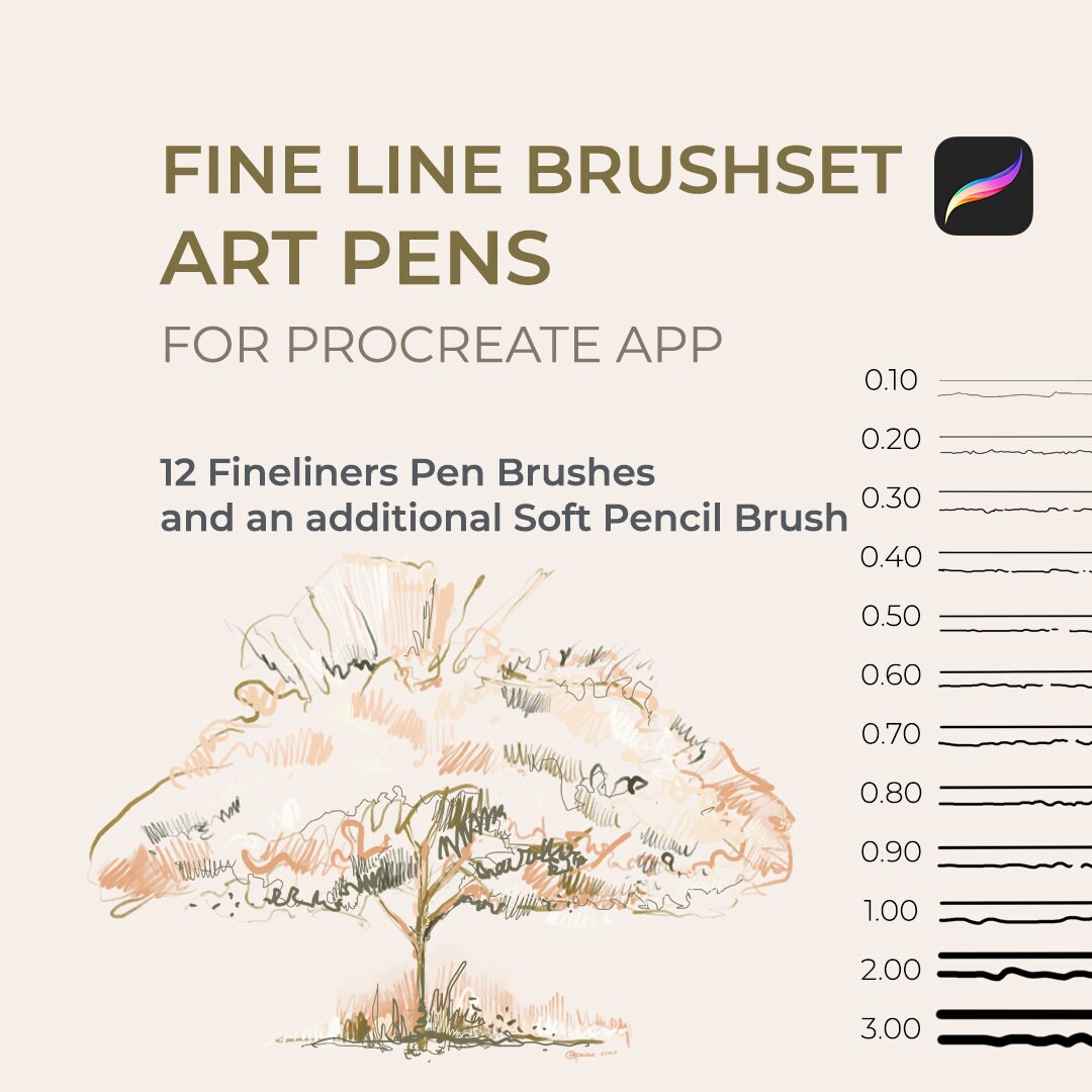 Procreate Brushes: Fine Line Brushset, 12x Micron Liners, Ink Pens ...