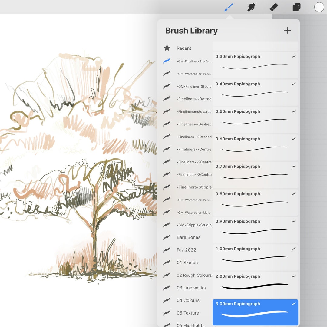 Procreate Brushes: Fine Line Brushset, 12x Micron Liners, Ink Pens ...