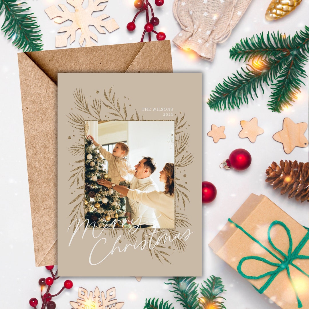 Customizable Christmas Card With Photo Elegant & Modern Holiday Card A6 ...
