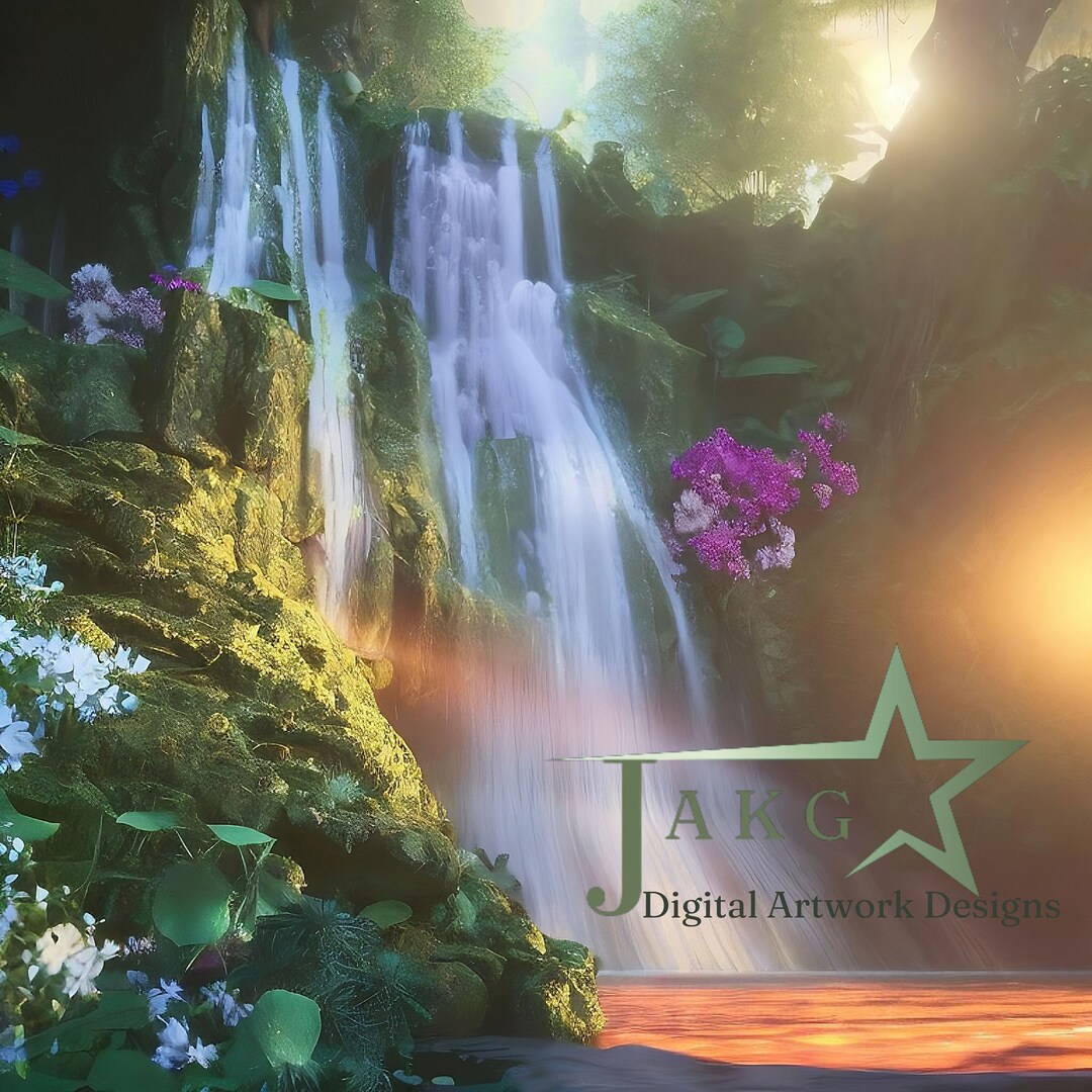 Tranquil Waterfall Wall Art, Digital Download, Printable, Canvas ...