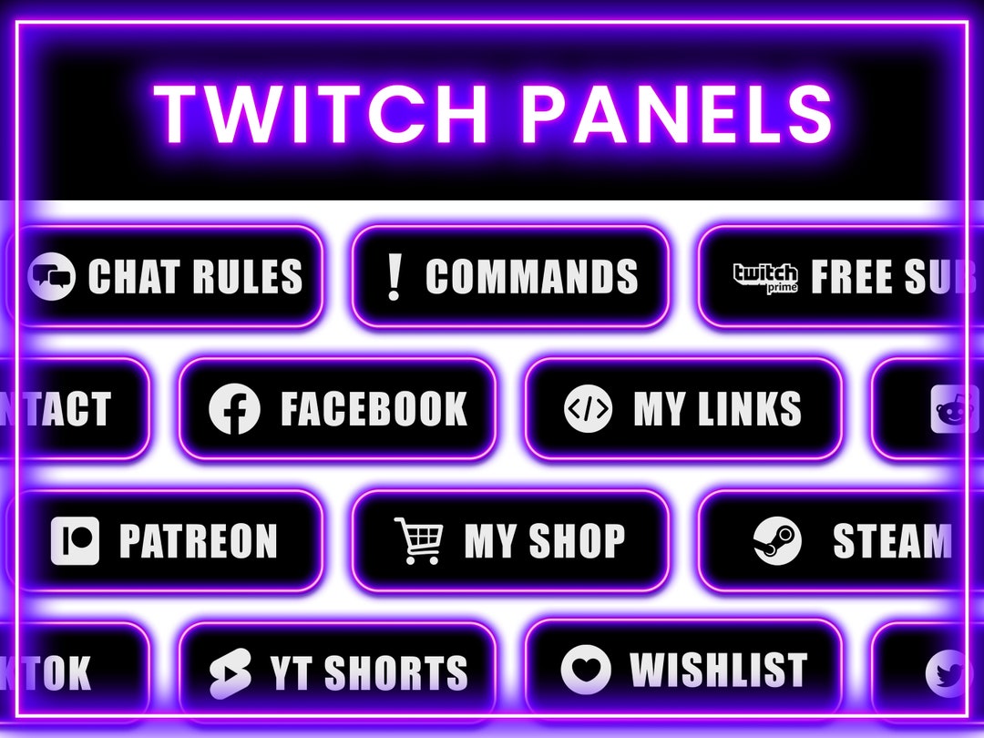 Neon Live Streaming Package Twitch Panels Pack Streaming - Etsy