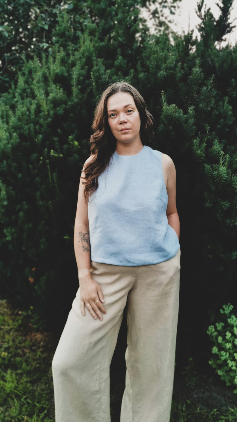 Linen Cross-back Top for Women Open Back Top Pinafore Linen Top Linen ...