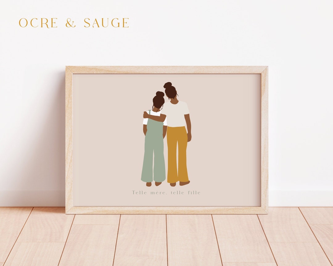 Mother Daughter Poster Custom Family Portrait Personalized Mom and ...