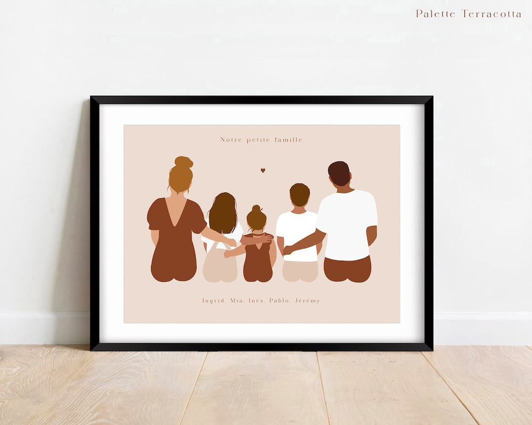Custom Family Poster Portrait Personalized Family Illustration Drawing ...