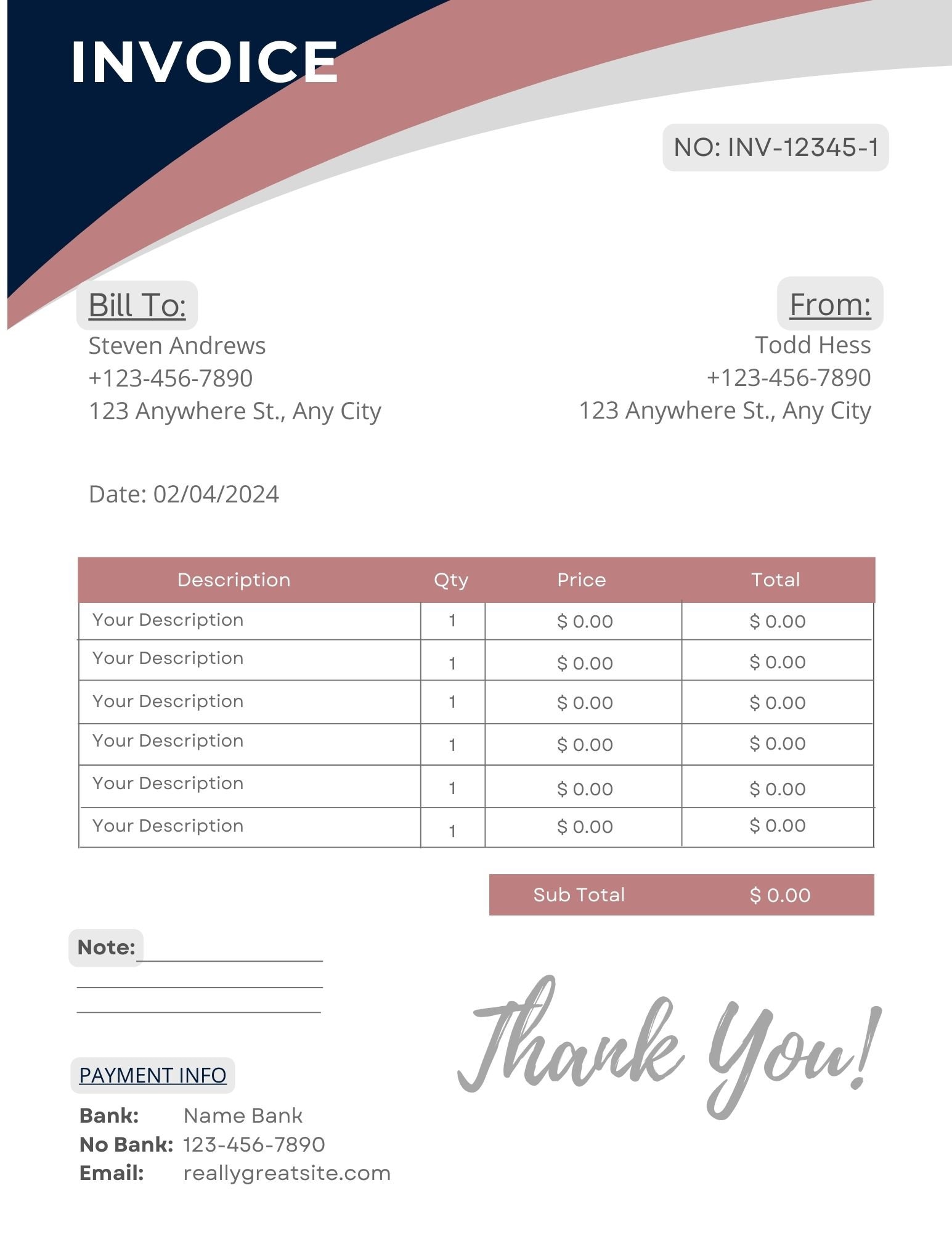 Invoice Template - Editable, Printable, Receipt Template, Esthetician ...