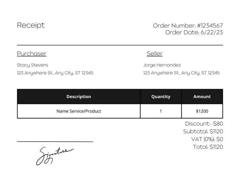 Receipt Template, Invoice Template, Business Receipt, Digital Download ...