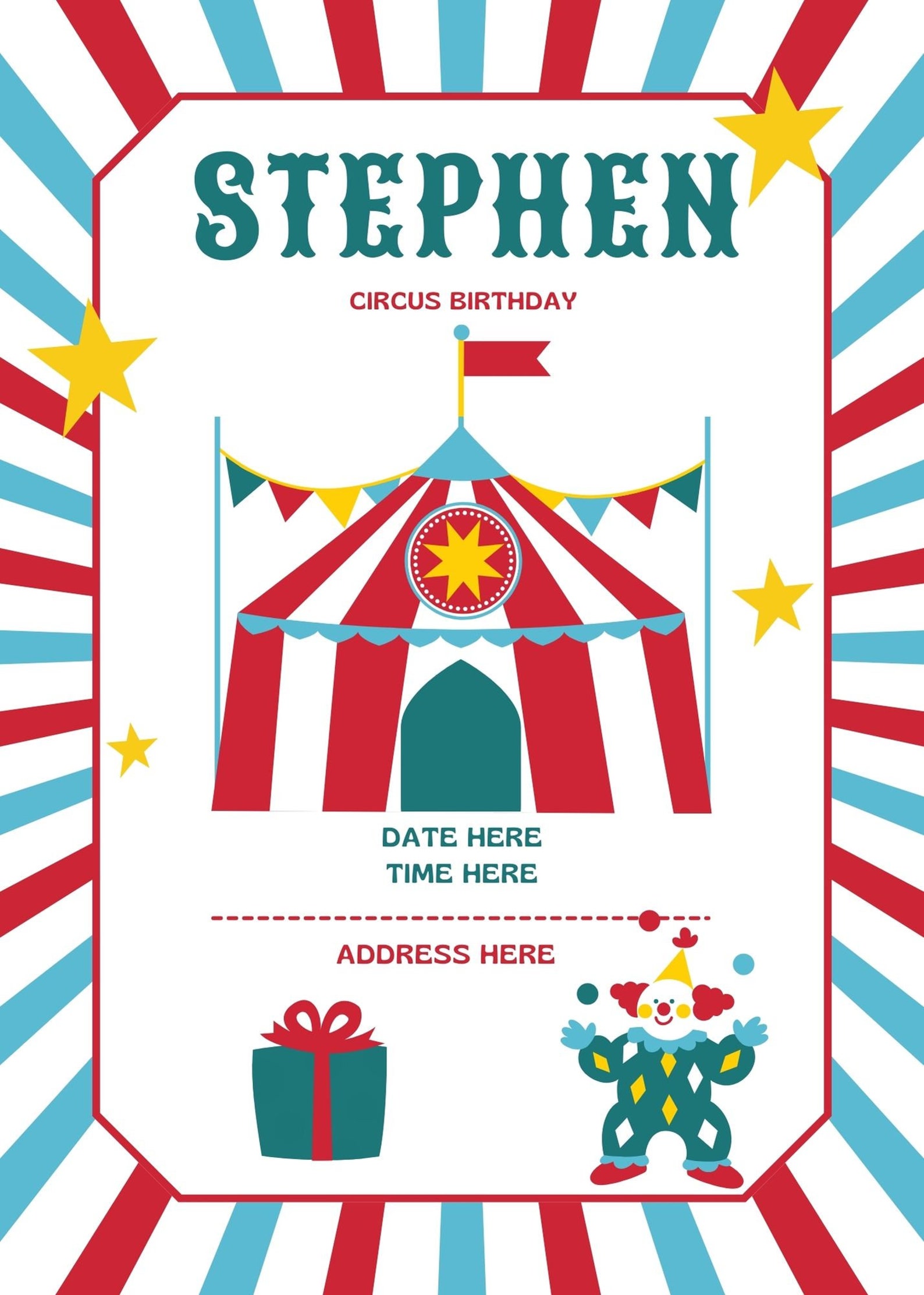 Digital Circus Invitation, Circus, Circus Invite, Digital Invitation ...