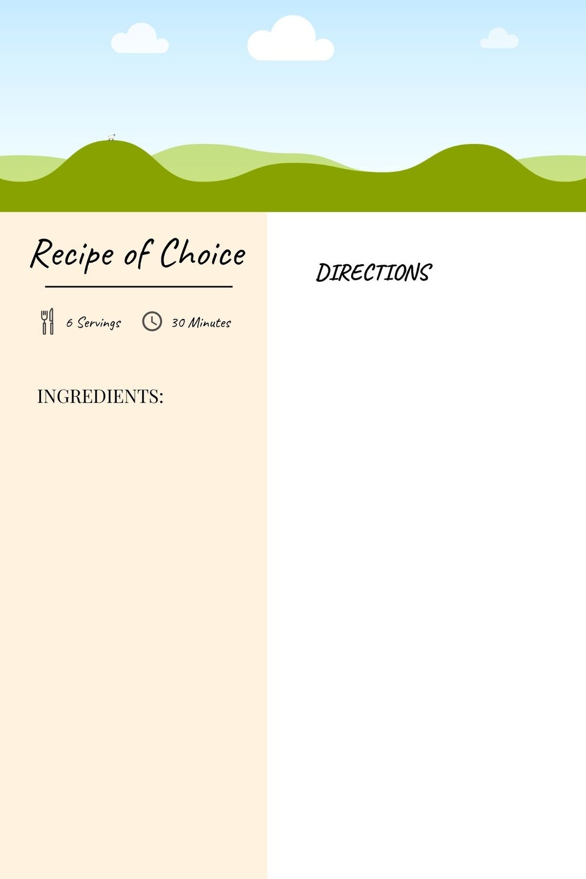 Simple Recipe Book Template, Recipe Card Template - Etsy