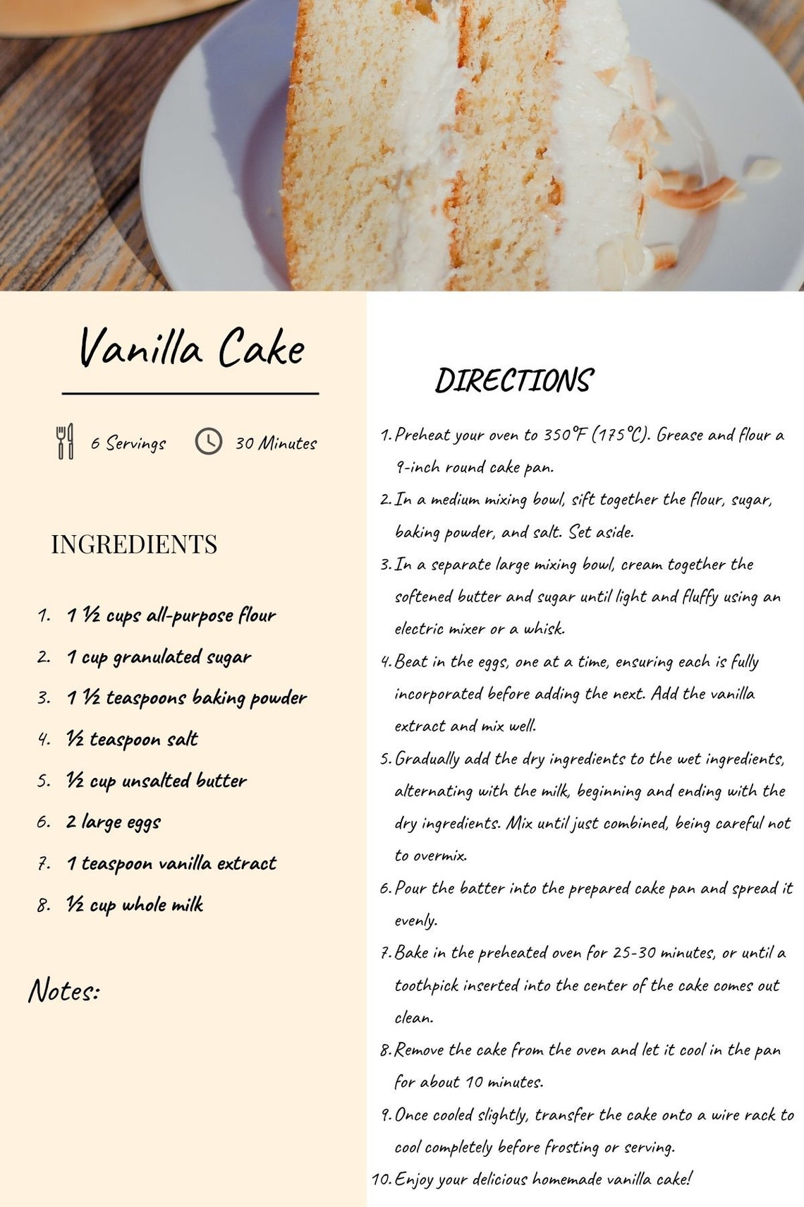 Simple Recipe Book Template, Recipe Card Template - Etsy
