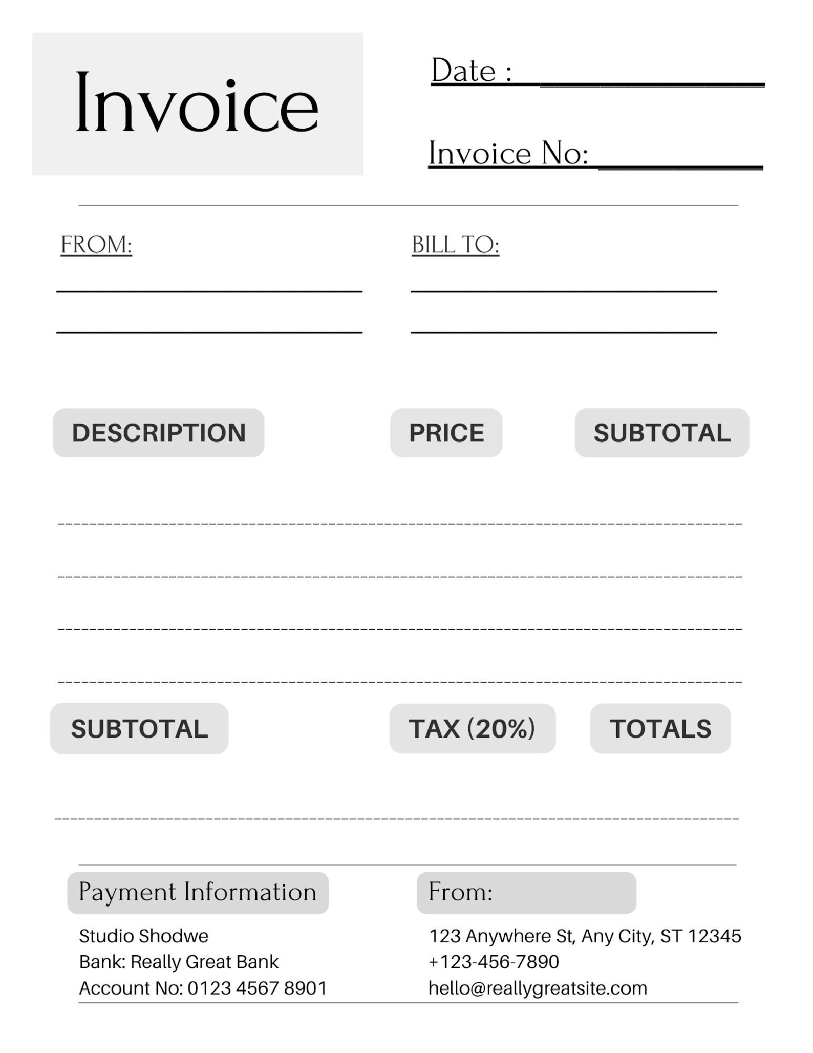 Minimalistic, Simple Printable & Editable Invoice Template Esthetician ...