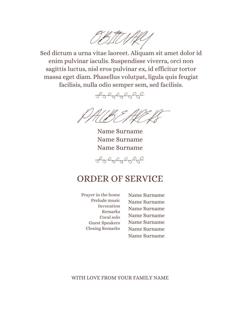 Funeral Program Template | Obituary Template | Instant Download ...
