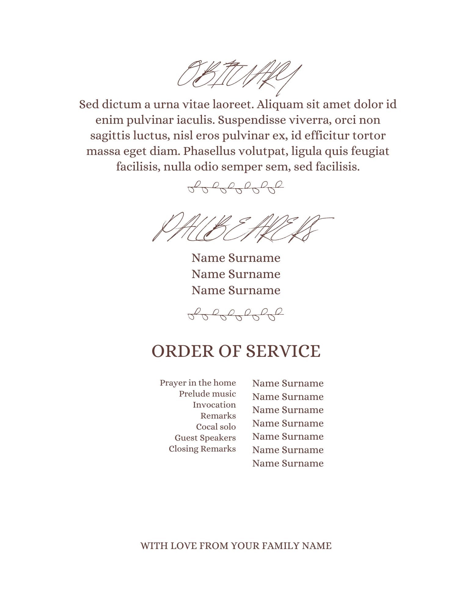 Funeral Program Template | Obituary Template | Instant Download ...