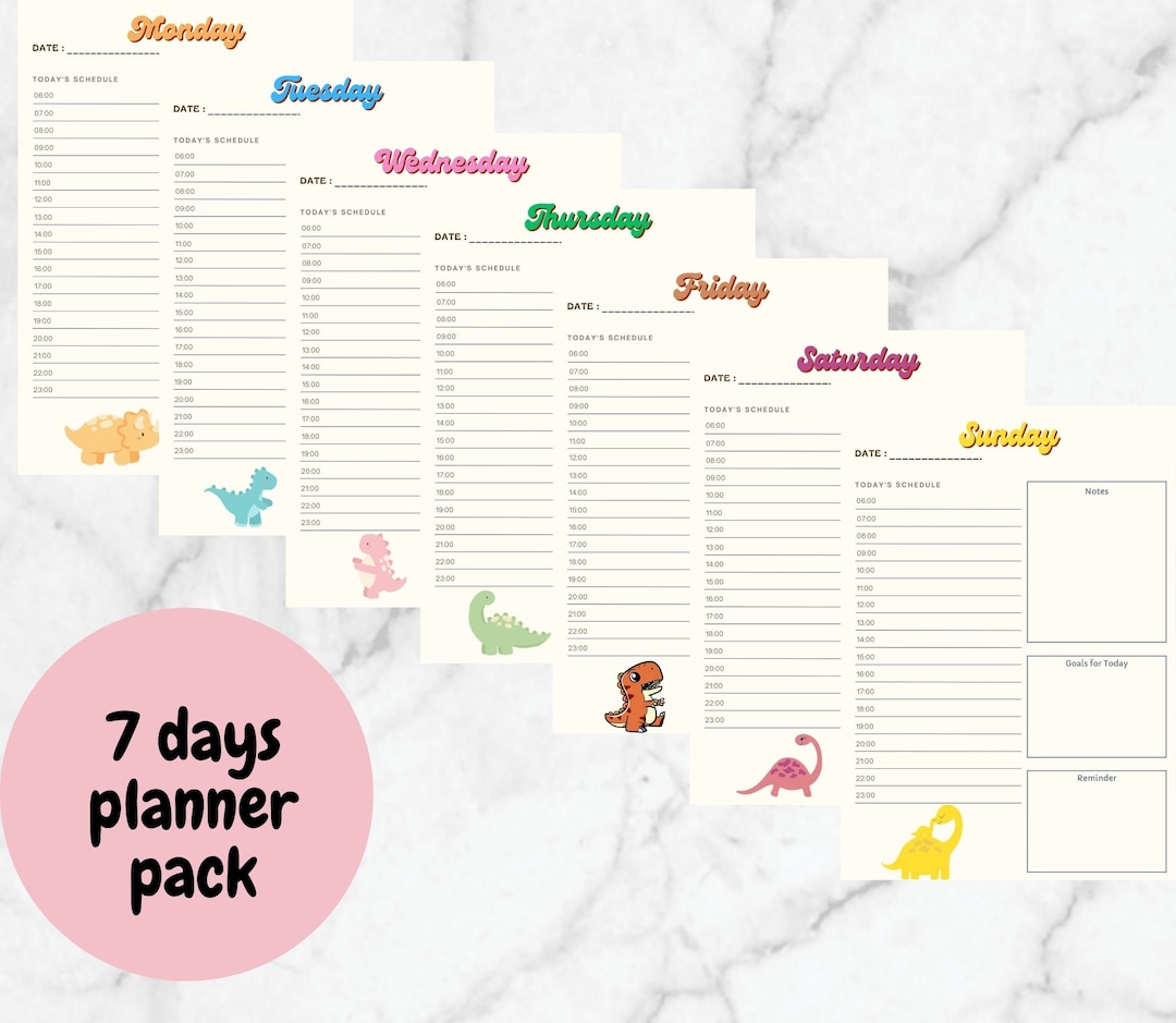 Printable Weekly Planner 7 Days Planner Pack Digital Weekly - Etsy