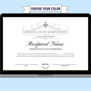 Editable Certificate of Achievement Template (canva) - Etsy