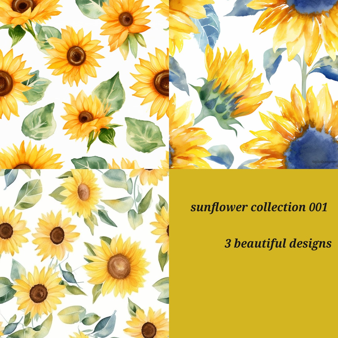 Sunflowers - Seamless Pattern - Watercolor Flowers - Beautiful Flowers ...