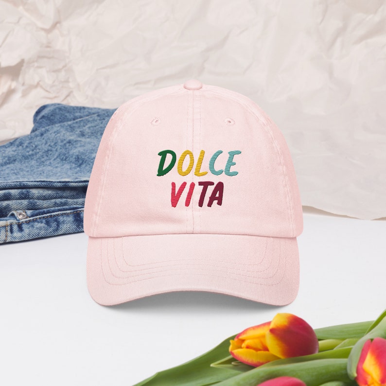 Dolce Vita Baseball Hat, Embroidered Cap, Spring Colors Baseball Cap ...