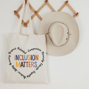 Inclusion Matters Tote Bag, Mental Health Awareness Tote Bag, Teacher ...