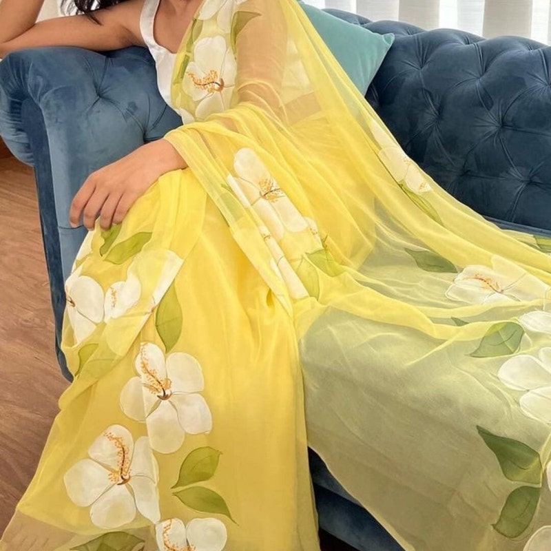 Haldi Yellow Sarees - Etsy
