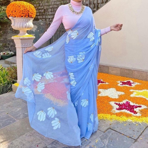 Floral Print Sarees - Etsy