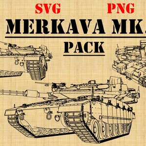 Merkava Mk4 Tank Pack (SVG & PNG Formats) Digital Military Drawings ...
