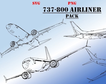 747-800 Airliner Aircraft Pack (SVG & PNG Formats) Digital Civilian ...