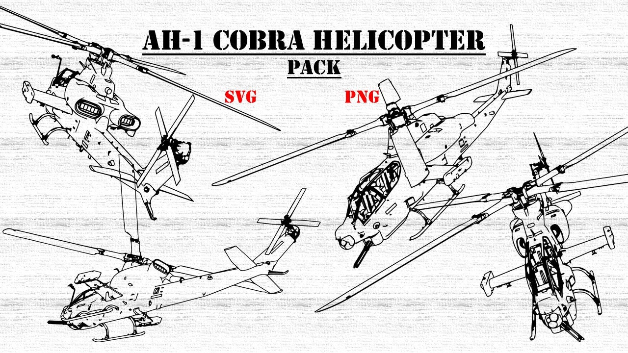 AH-1 Cobra Helicopter Pack (SVG & PNG Formats) Digital Military ...